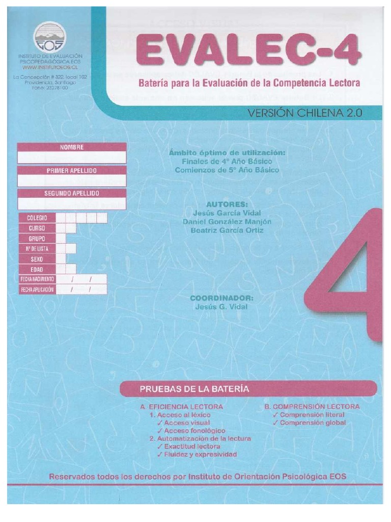 Evalec 4 - Cuadernillo-Versión 2.0 | PDF