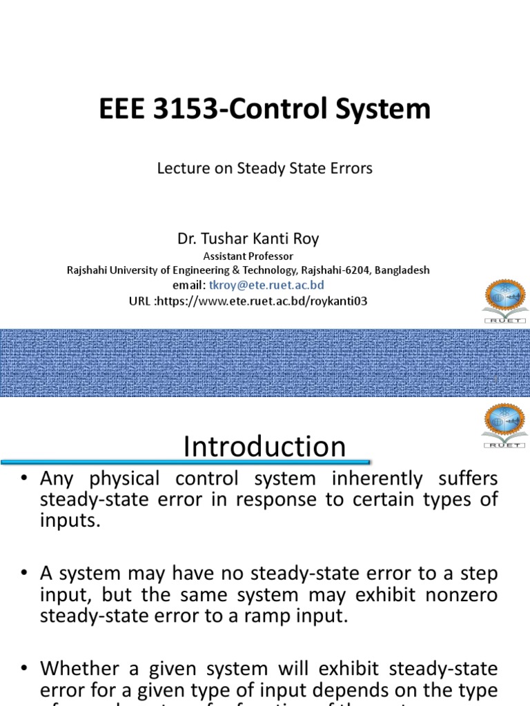 Control Systems: Steady-State Errors | PDF | Feedback | Control Theory