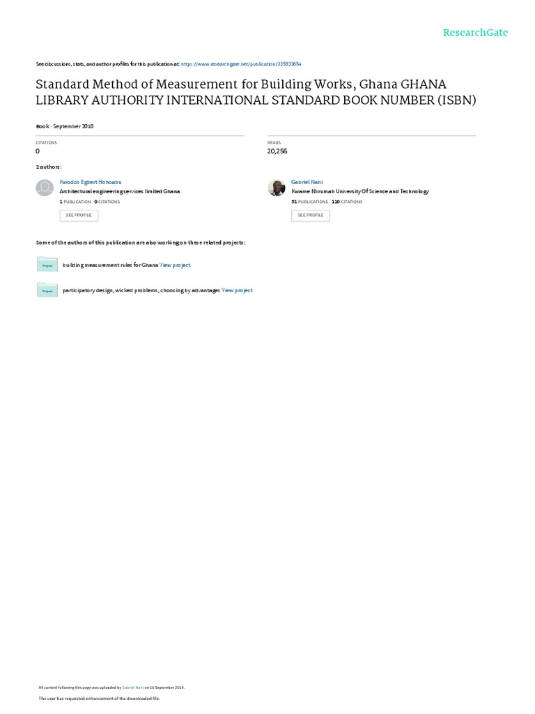 Standard Method of Measurement For Building Works, Ghana GHANA Library ...