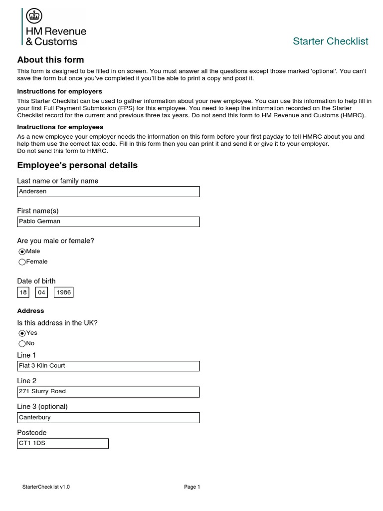 About This Form: Starter Checklist | PDF | Economies | Payments