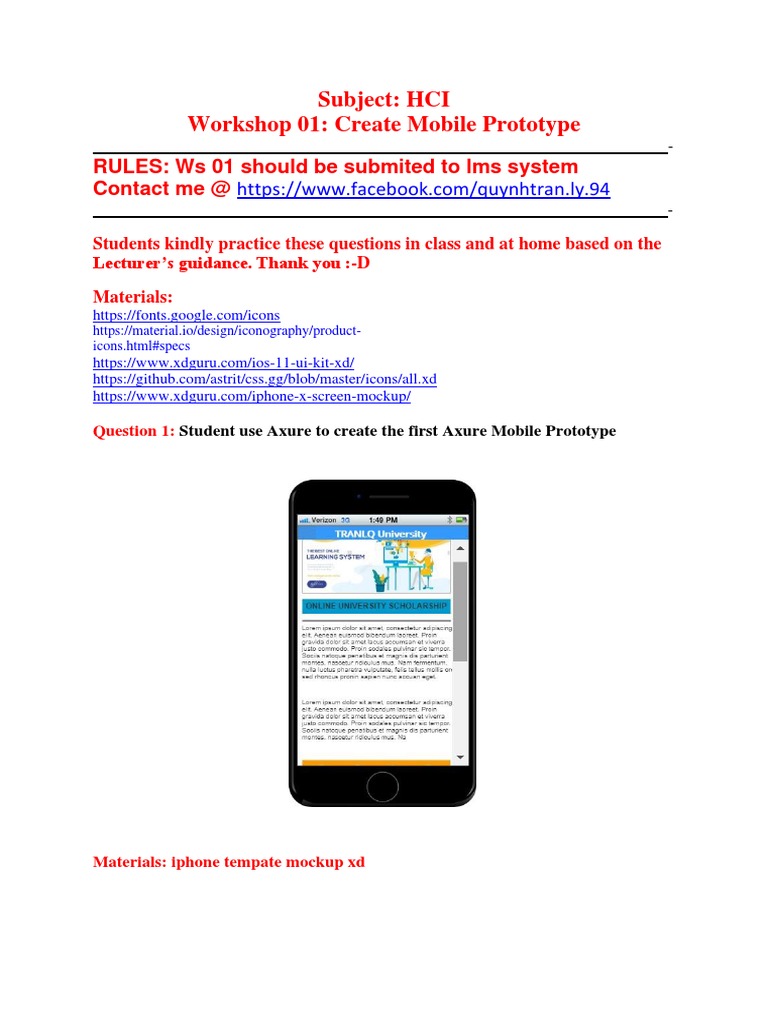 HCI Ws 01 Mobile Prototype Design | PDF