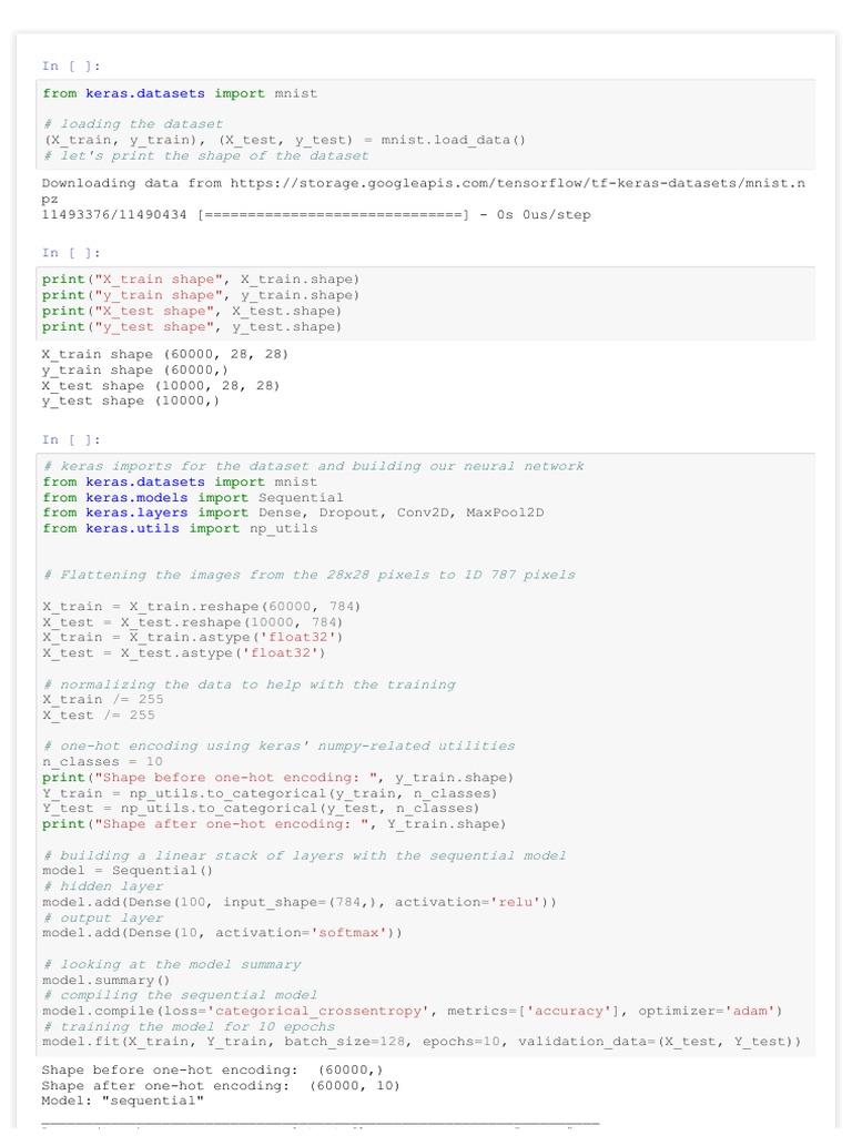 Keras - Datasets Keras - Datasets: "X - Train Shape" "Y - Train Shape ...