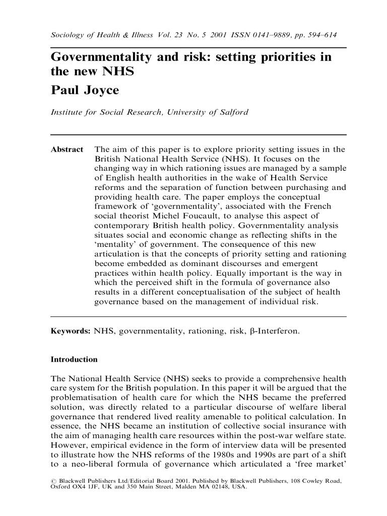 NHS Rationing and Governmentality Analysis | PDF | Discourse | Governance