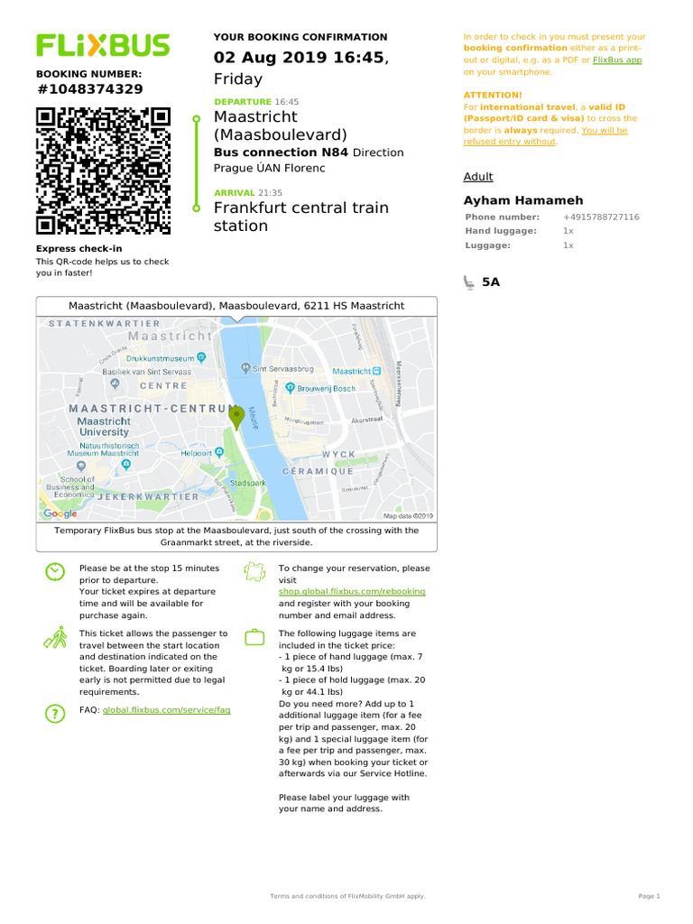 FLIX Ticket 1048374329 | PDF | Ticket (Admission) | Travel Visa