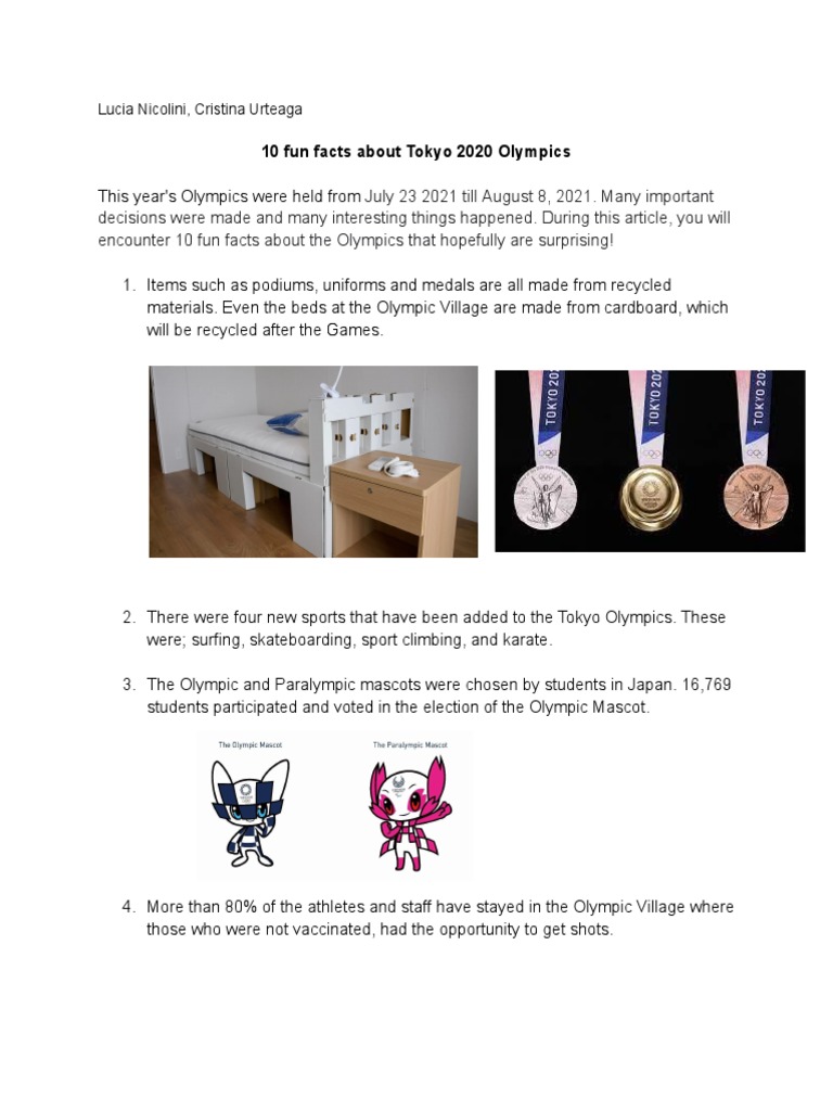 10 Fun Facts About The 2021 Olympics | PDF | Olympic Games | Multi ...