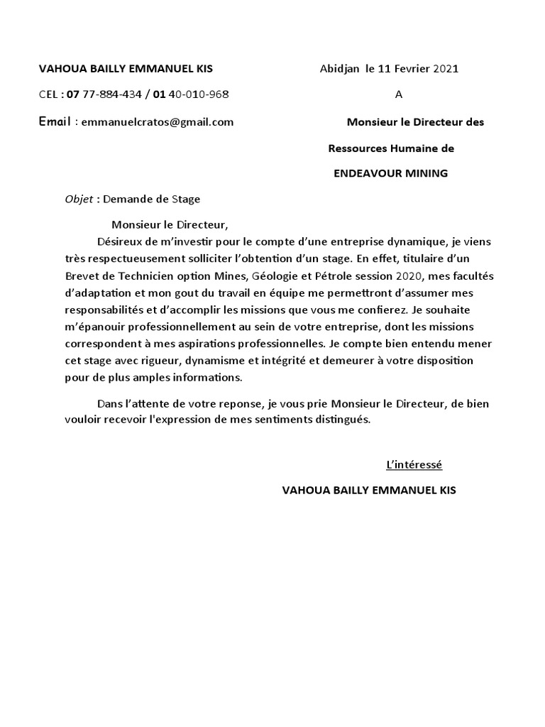 Demande de Stage | PDF