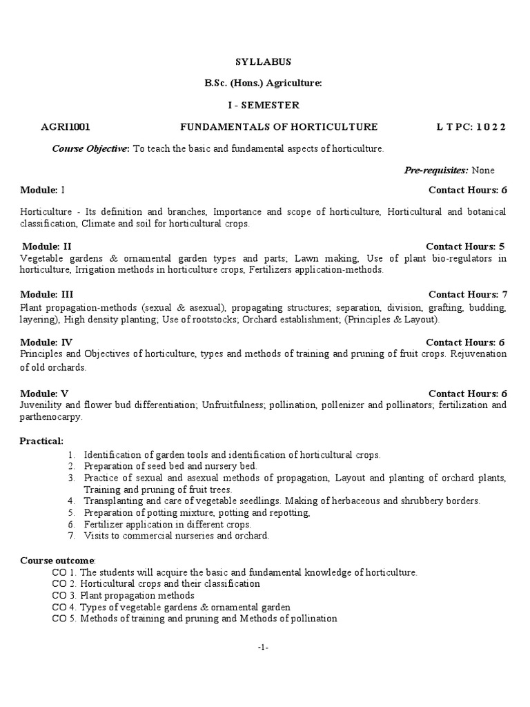 Updated Syllabus - BoS - B.Sc. Hons. Agriculture | PDF | Plant ...