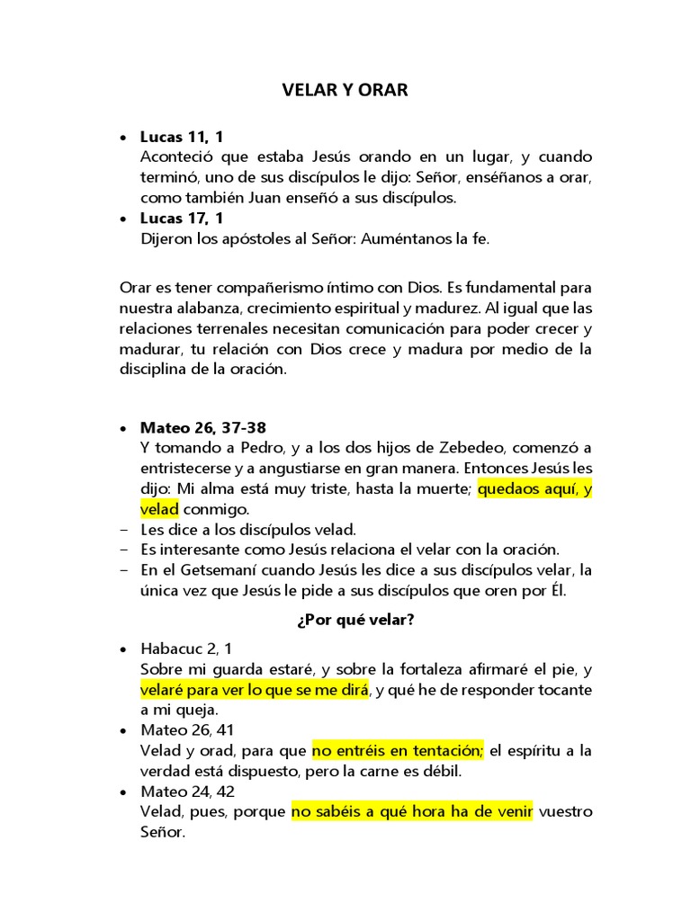 Velar y Orar | PDF | Oración | Jesús