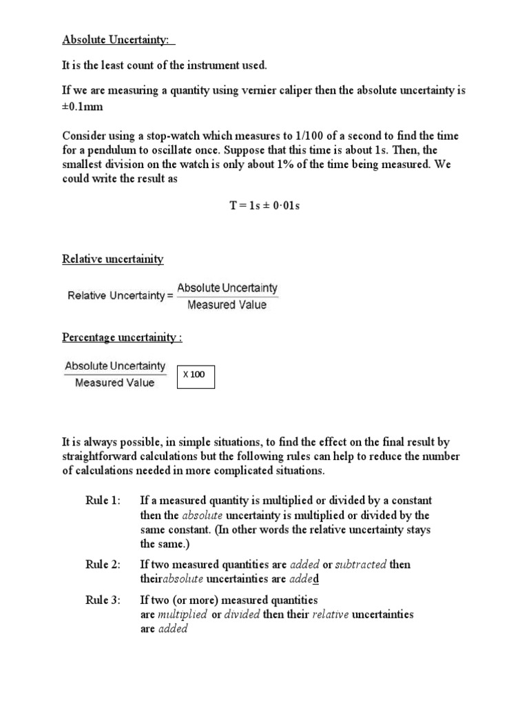 Absolute Uncertainty | PDF | Significant Figures | Uncertainty