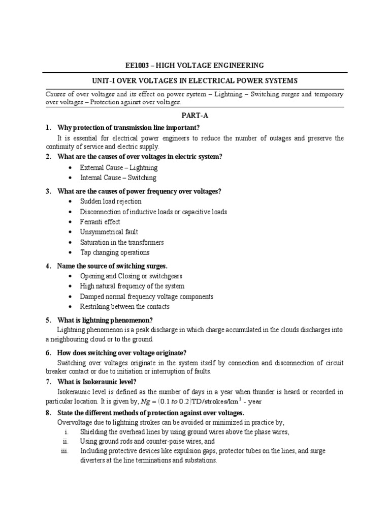 High Voltage Engineering 1 | PDF | Lightning | Transformer