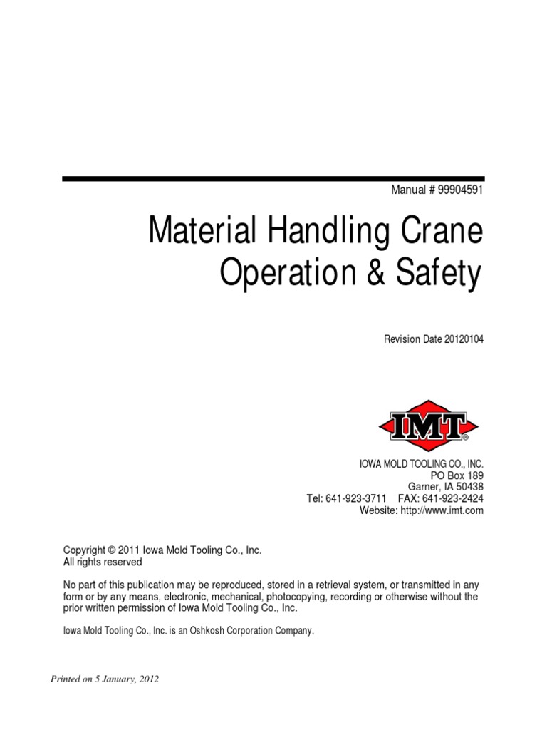 Manual - Mat HDLG Op Safety Maint | PDF | Crane (Machine) | Valve
