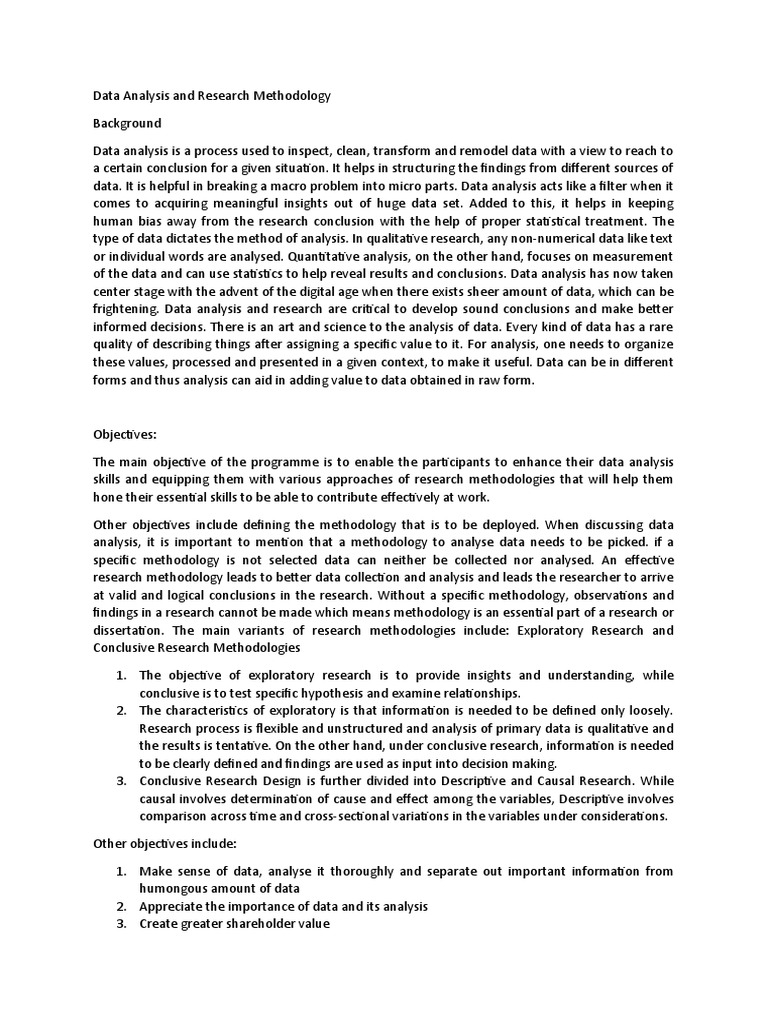 Data Analysis and Research Methodology | PDF | Data | Data Analysis