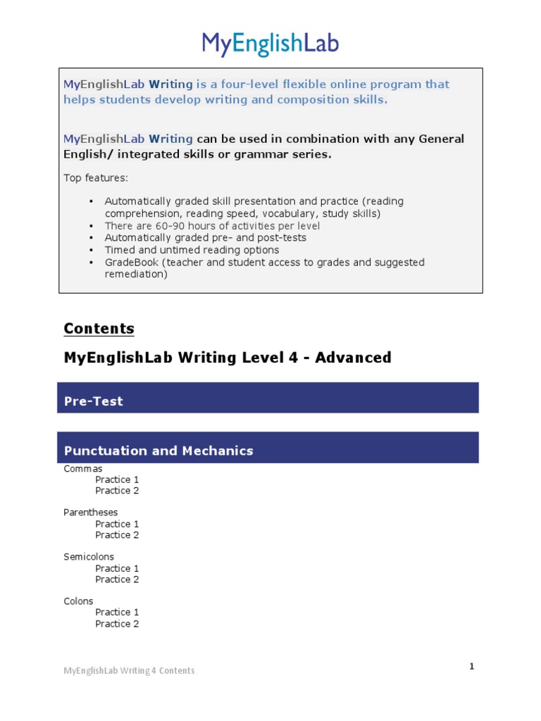 Myenglishlab Writing Level 4 - Advanced: English | PDF | Essays ...