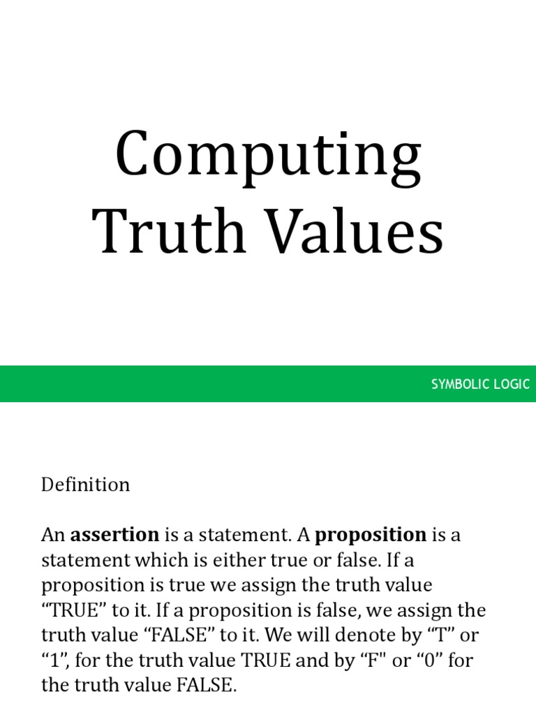 Computing Truth Values: Symbolic Logic | PDF | Argument | Logical ...
