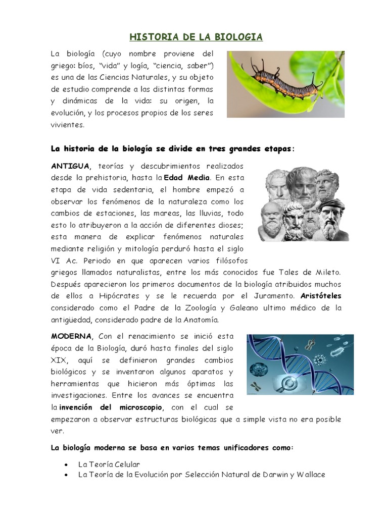 Historia de La Biologia | PDF | Biología Molecular | Biología