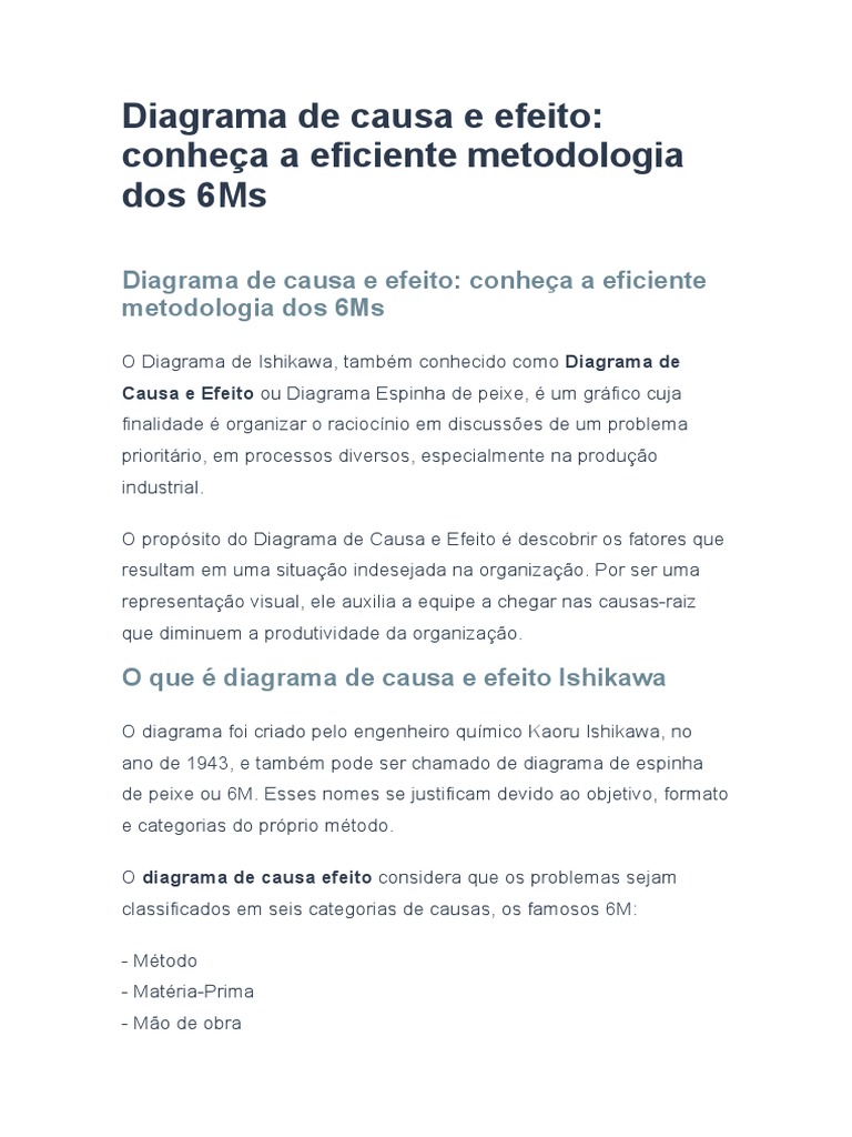 Diagrama de Causa e Efeito | PDF
