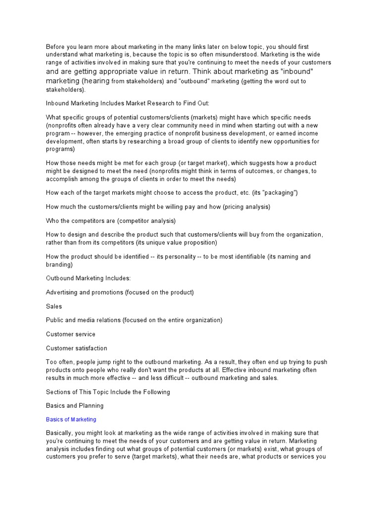 And Are Getting Appropriate Value in Return. Think About Marketing As ...