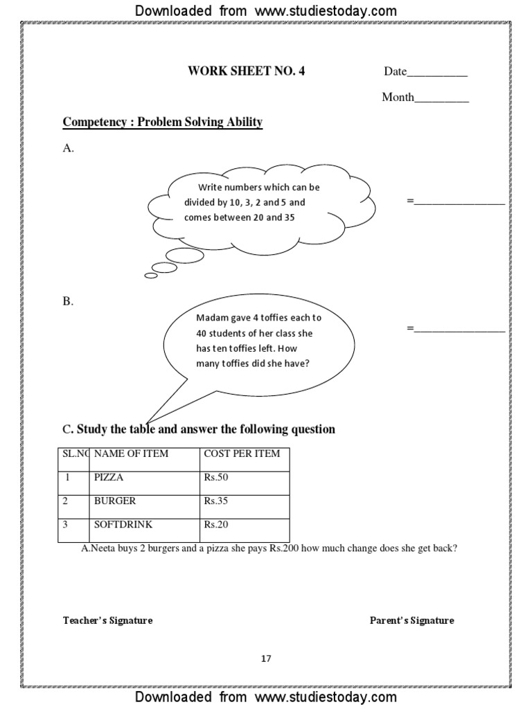 CBSE Class 4 Maths Revision Worksheet (39) - Trip To Bhopal | PDF