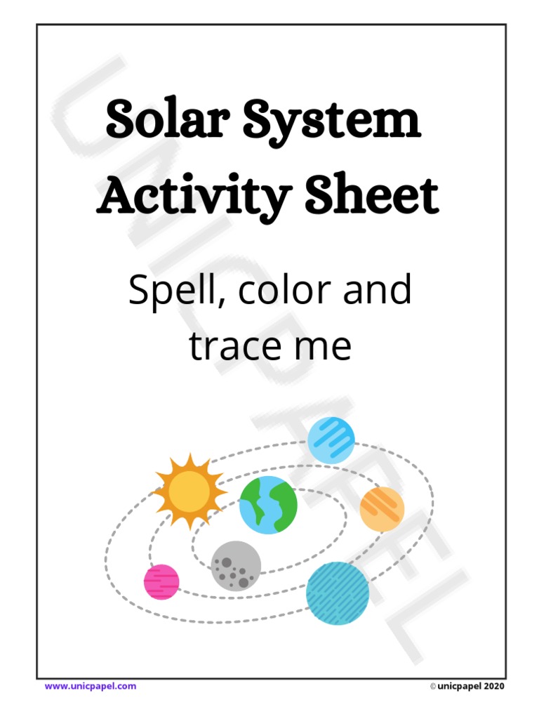An Engaging Solar System Activity Sheet for Spelling, Coloring and ...