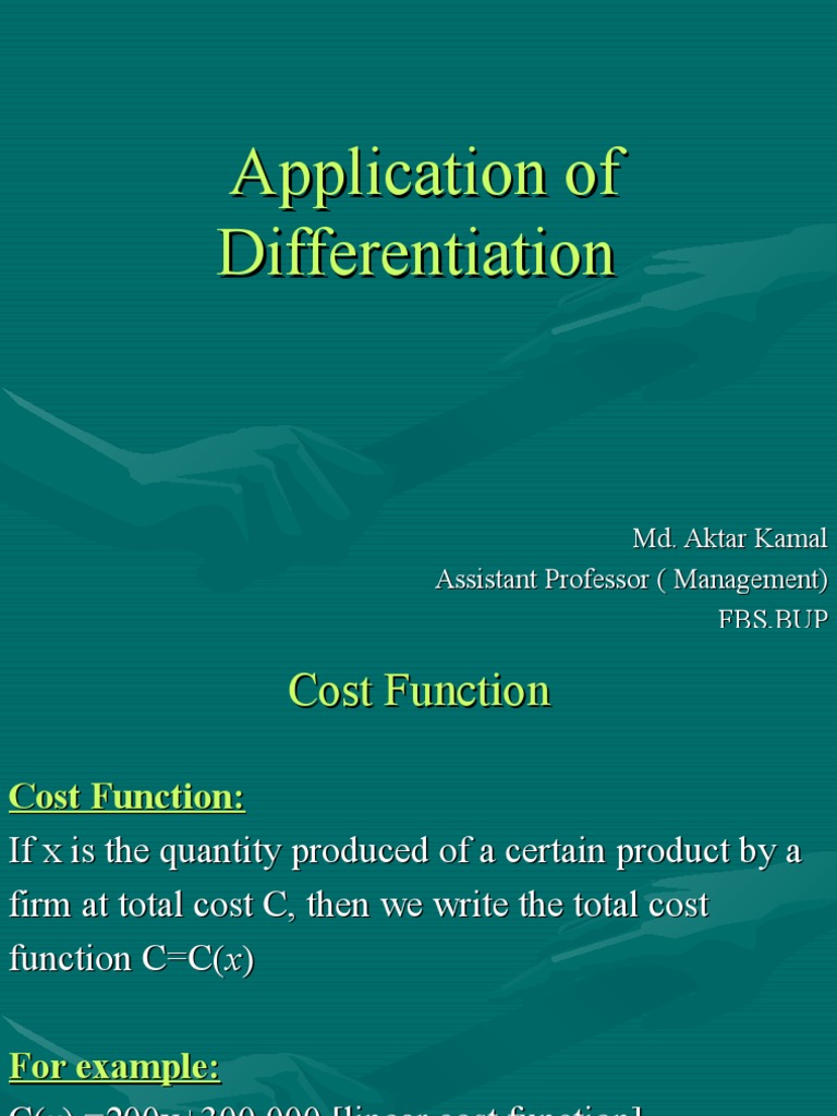 Application of Differential Calculus | PDF | Profit (Economics ...