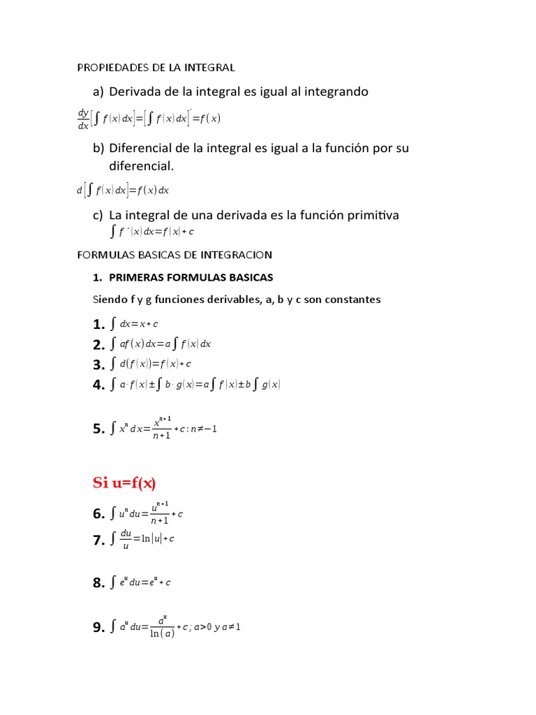 Propiedades de La Integral | PDF | Integral | Derivado