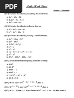 Class 9 Polynomials Extra Questions | PDF | Factorization | Algorithms
