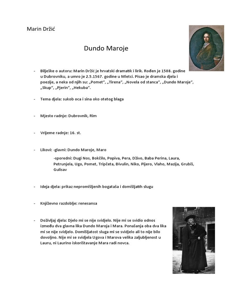 Lektira Dundo Maroje | PDF
