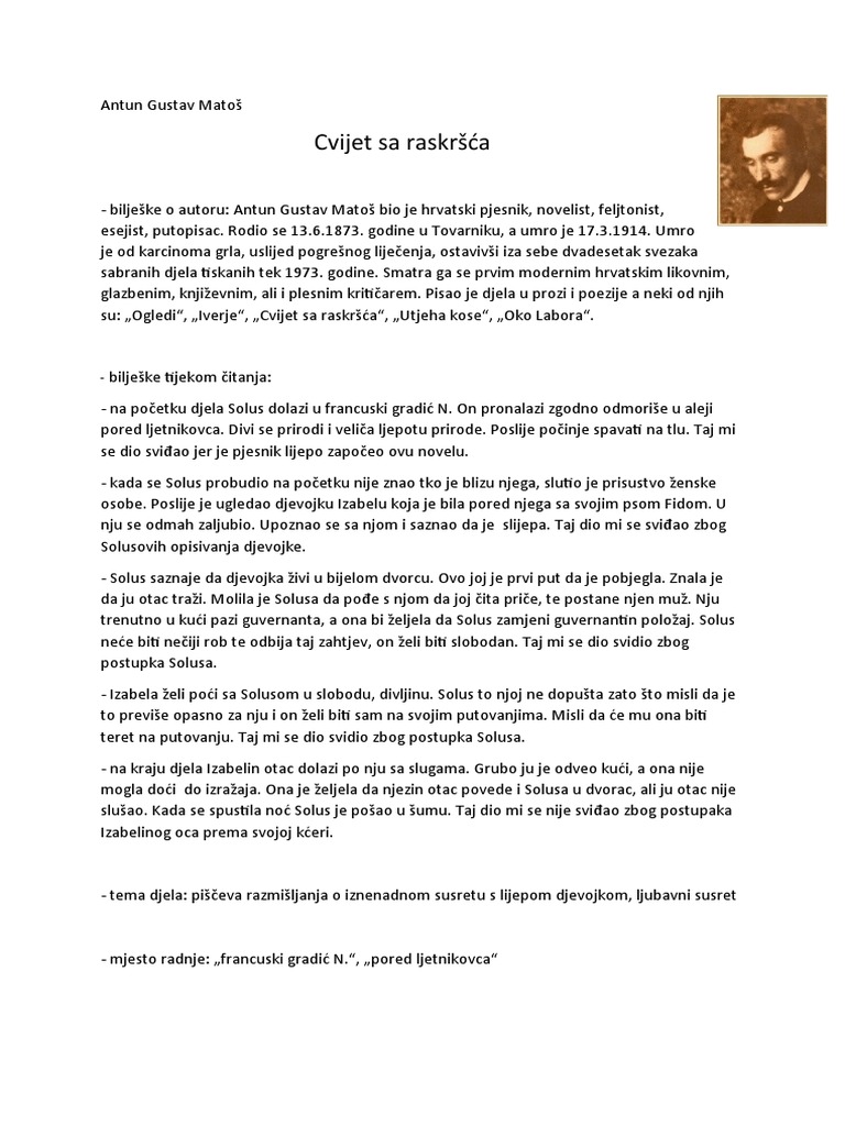 Lektira Cvijet Sa Raskršća | PDF