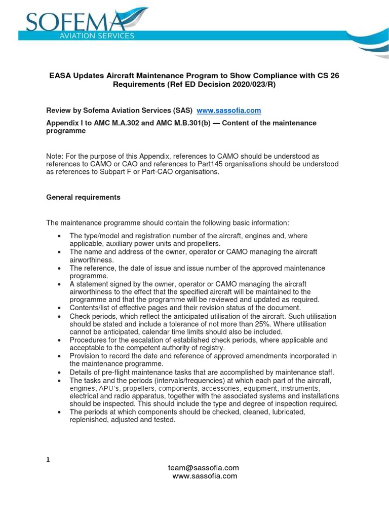 EASA Updates Aircraft Maintenance Program To Show Compliance With CS 26 ...