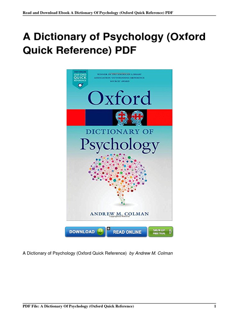Dictionary Psychology Oxford Quick Reference | PDF | Psychology ...
