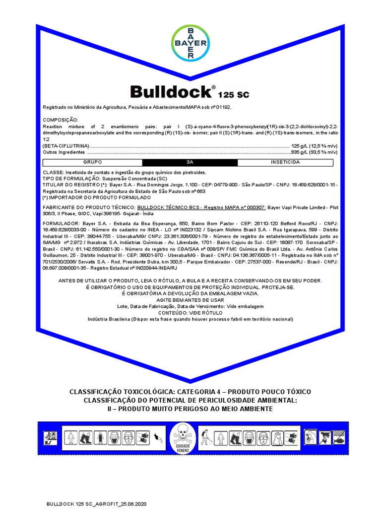 F249831 - Bulldock 125 SC - Bula - GHS | PDF | Nuvem | Inseticida