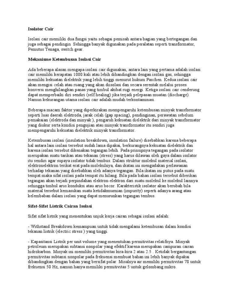 Isolator Cair | PDF | Teknologi & Rekayasa