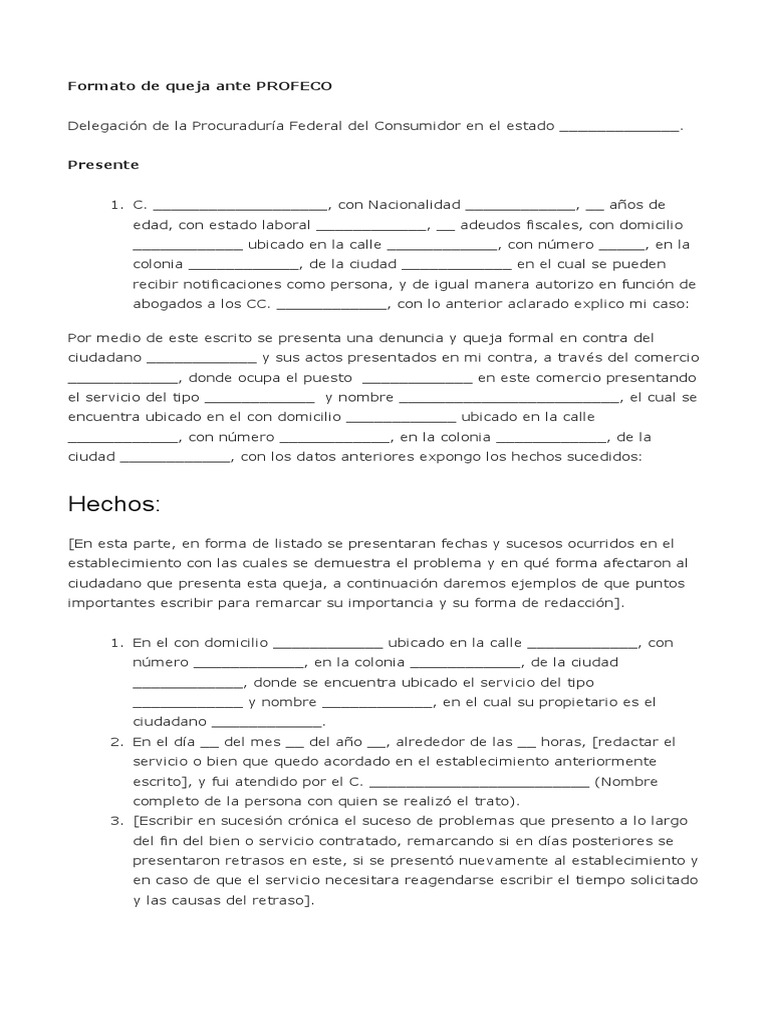 Formato de Queja ante PROFECO | PDF | Justicia | Crimen y violencia