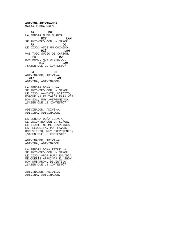 Adivina Adivinador de María Elena Walsh | PDF | Poesía
