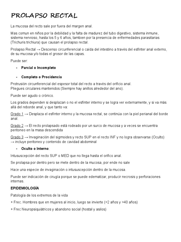 Prolapso Rectal | PDF | Recto | Hemorroides
