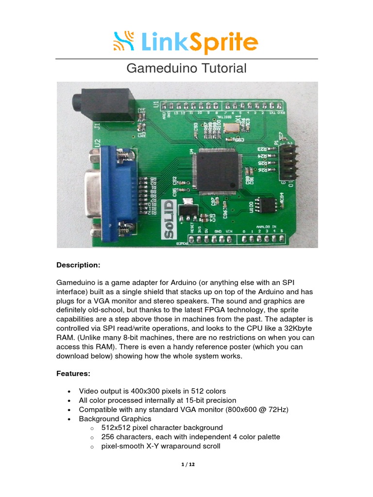 Gameduino Tutorial | PDF | Computer File | Arduino