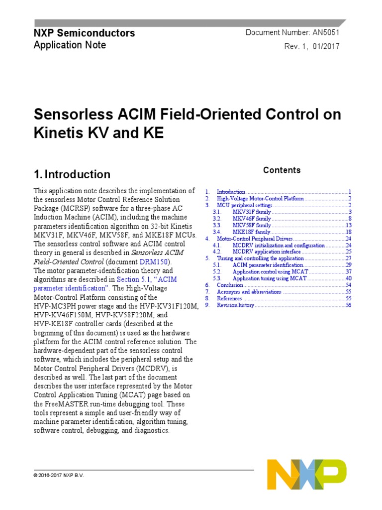 Sensorless ACIM Field-Oriented Control On Kinetis KV and KE: Application Note | PDF ...