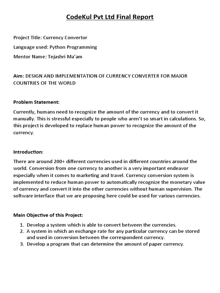 CodeKul PVT LTD Final Report | PDF | Graphical User Interfaces | Real Time Computing