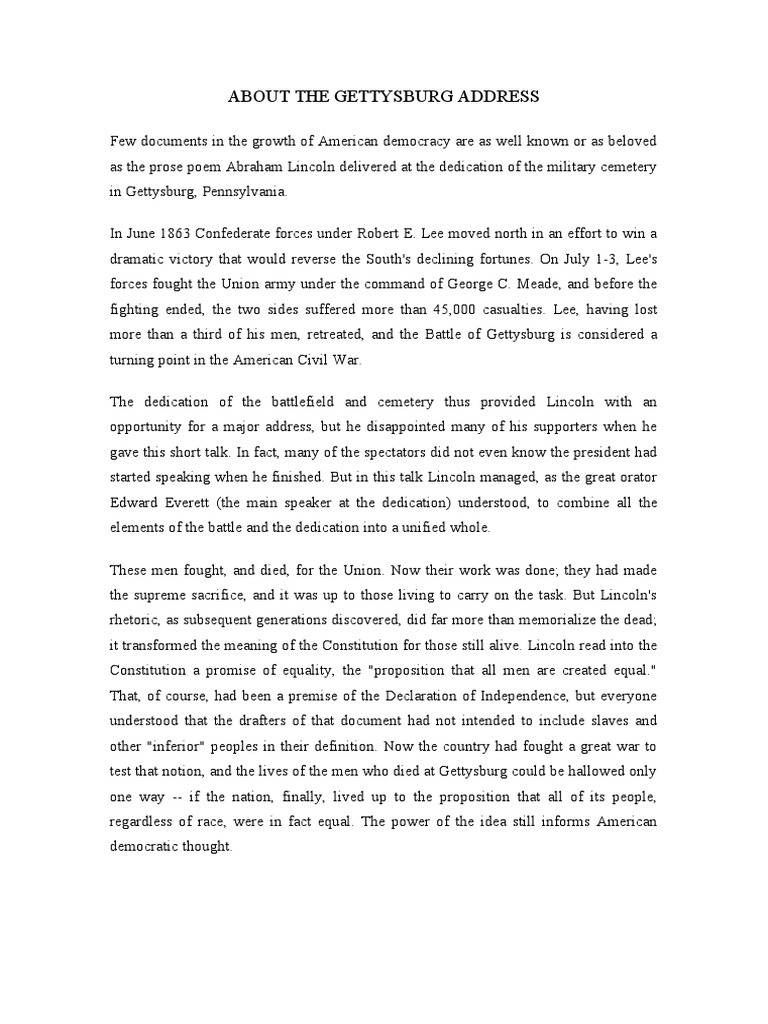 Gettysburg Address Exercise | PDF | Battle Of Gettysburg | Abraham Lincoln