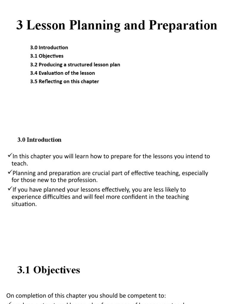 3 Lesson Planning and Preparation | PDF | Lesson Plan | Learning