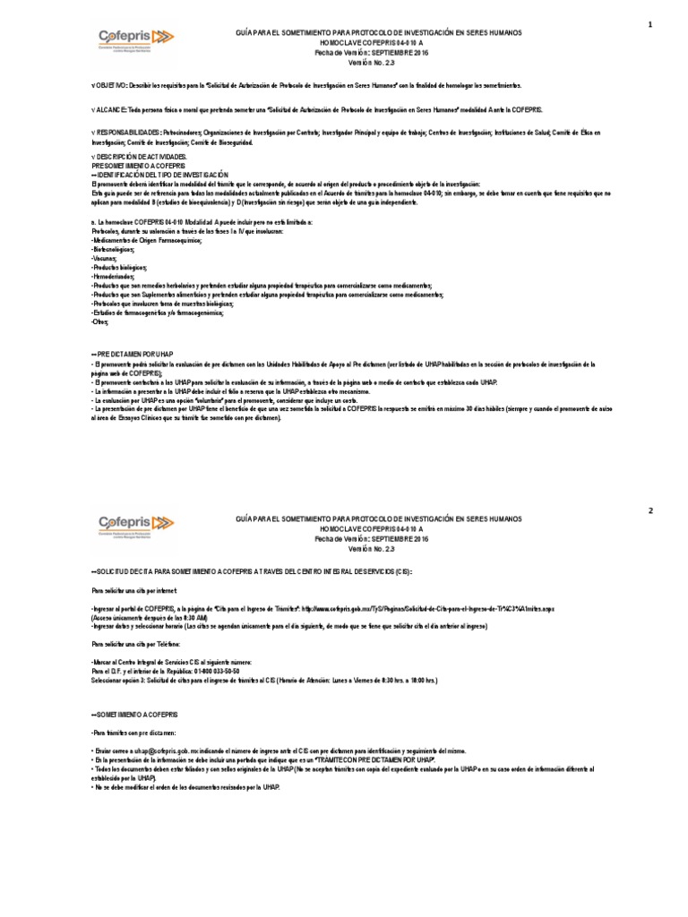 COFEPRIS 04 010 A.sept2016 | PDF | Farmacogenómica