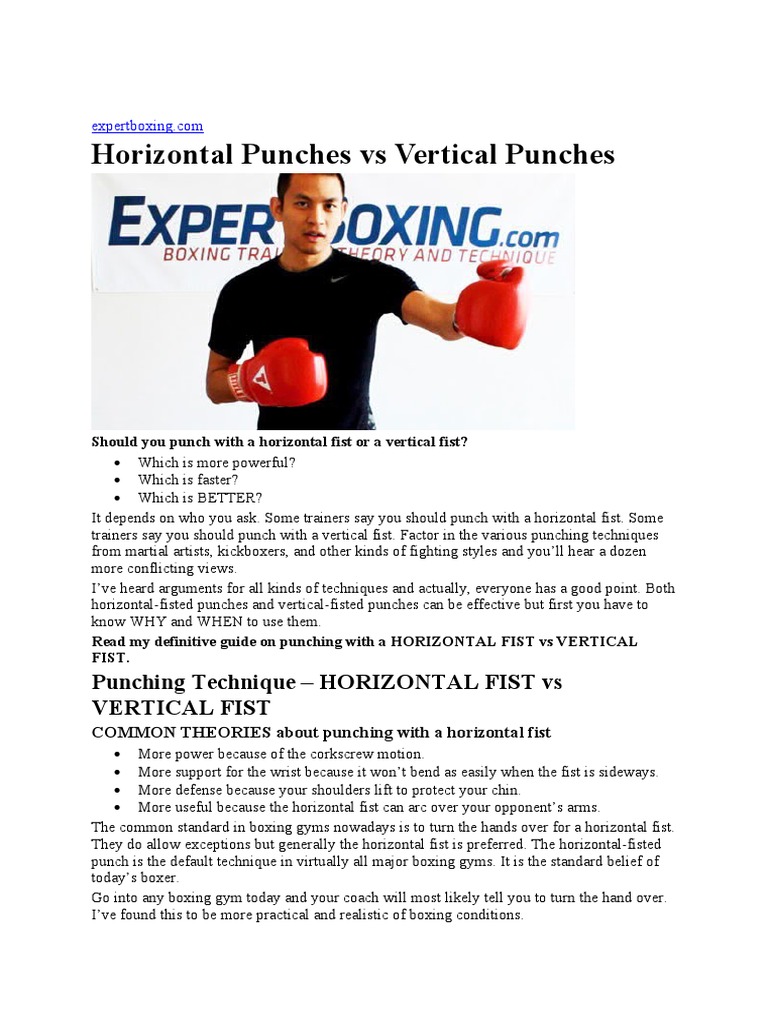 Vertical Vs Horizontal Punches | PDF | Elbow | Arm