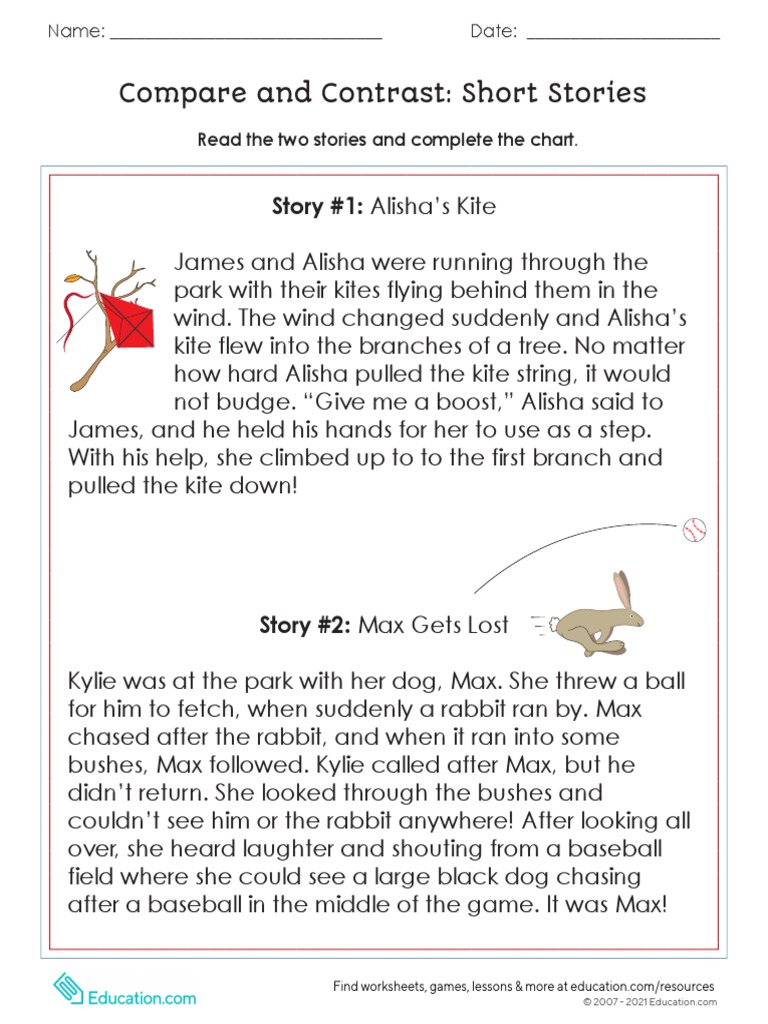 Compare and Contrast: Short Stories: Story #1: Alisha's Kite | PDF