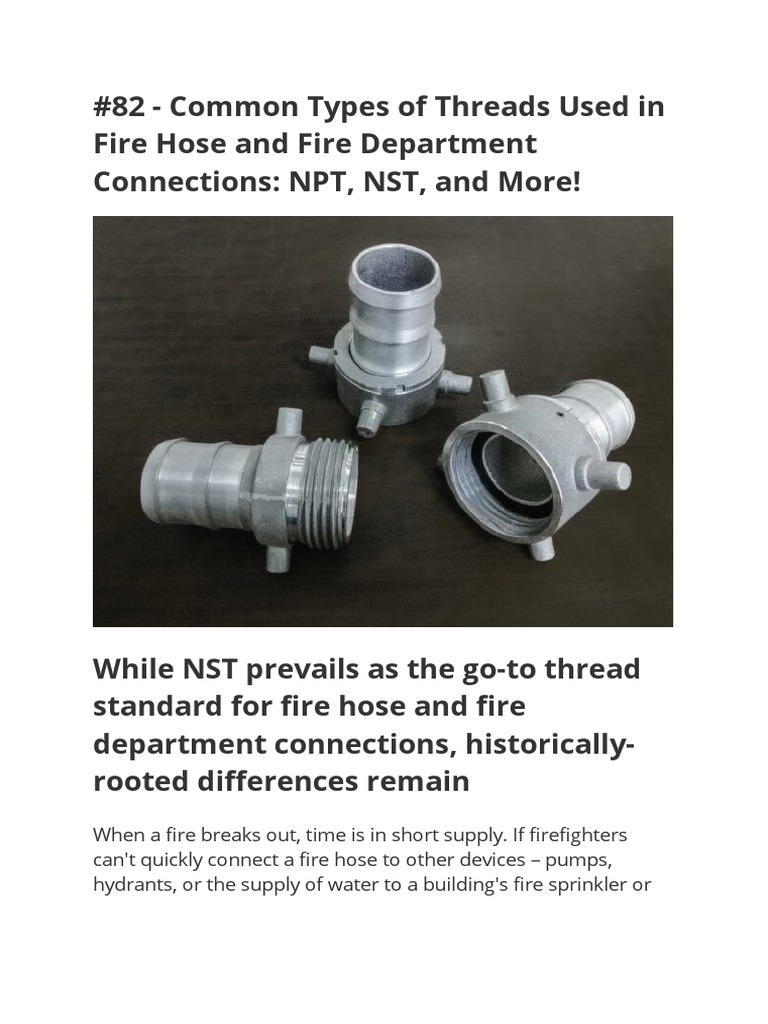 #82 - Common Types of Threads Used in Fire Hose and Fire Department ...