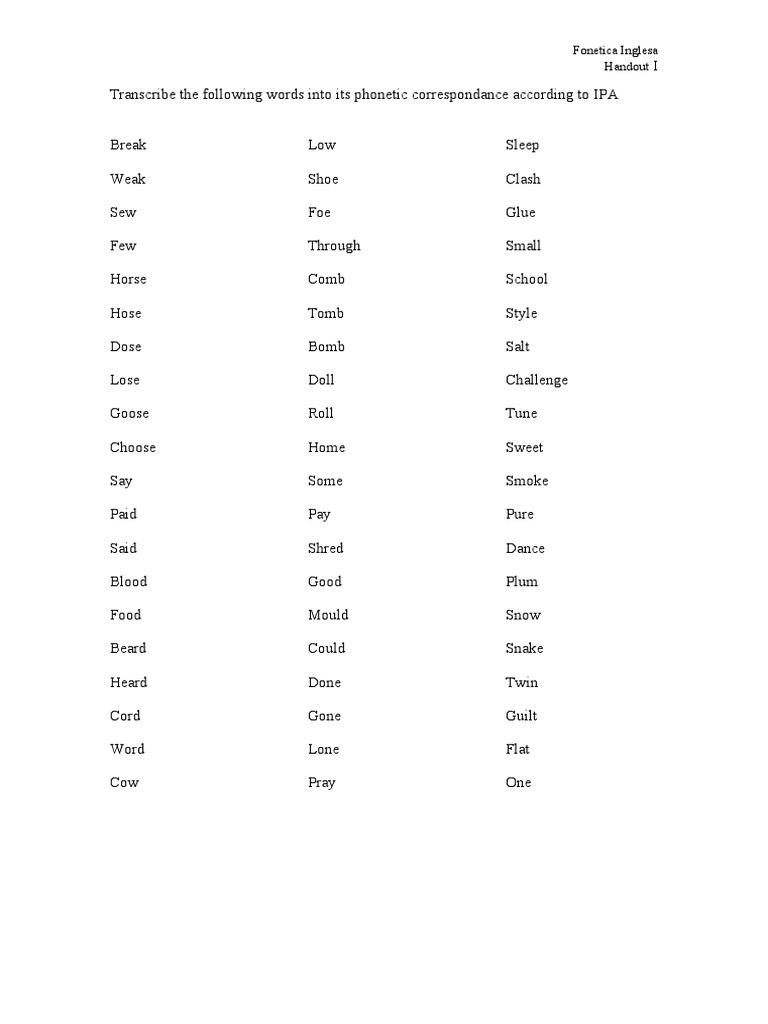 Phonetics Worksheet 1 | PDF | Tea