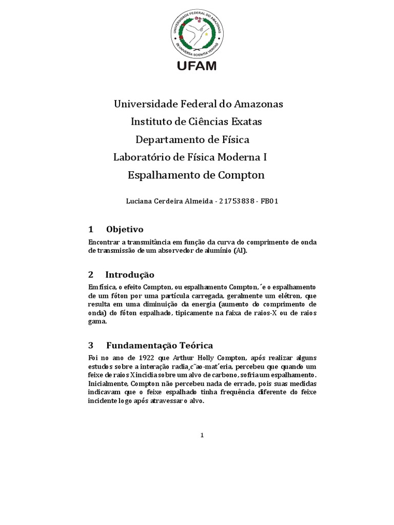 Transmitância em Espalhamento Compton: Análise Experimental | PDF | Raio X | Ciências Físicas