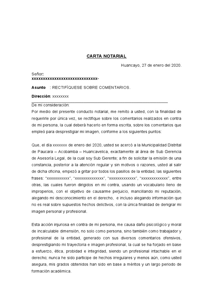 Modelo de Carta Notarial | PDF | Justicia | Derecho penal