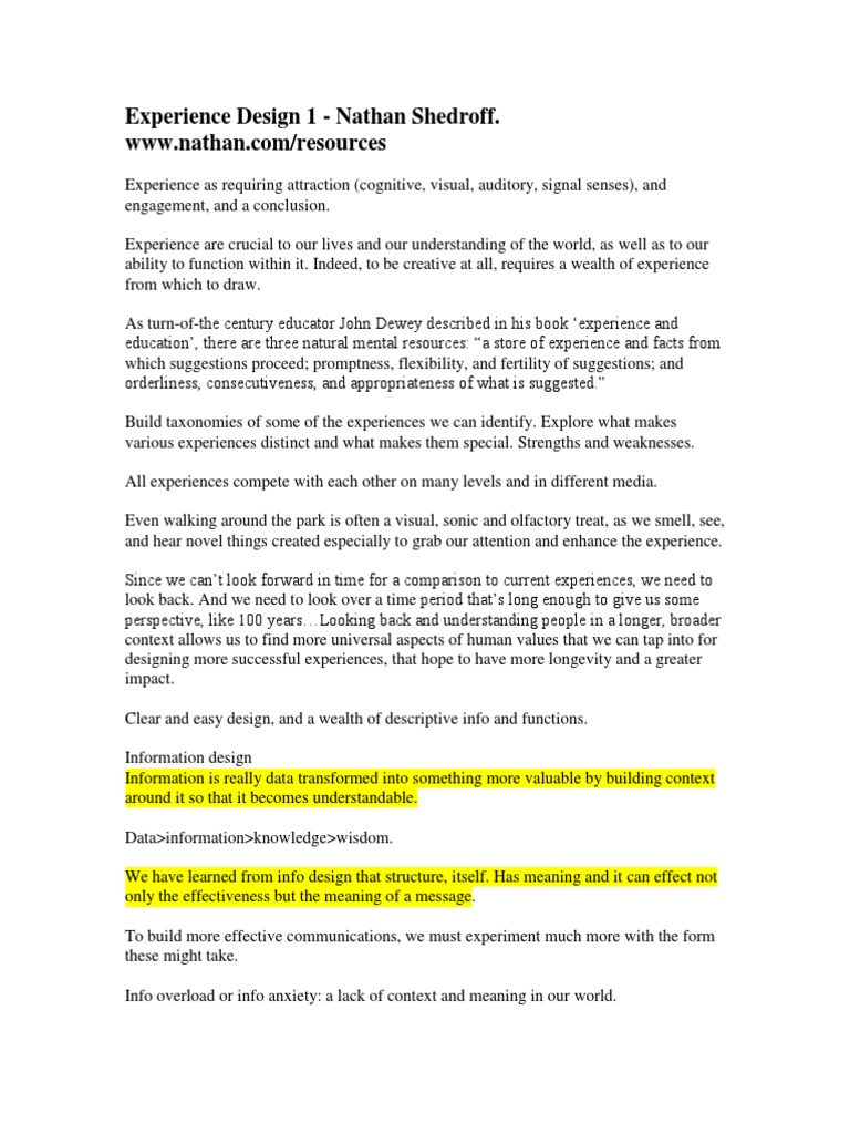 Experience Design 1 - Nathan Shedroff | PDF | Usability | Graphical ...