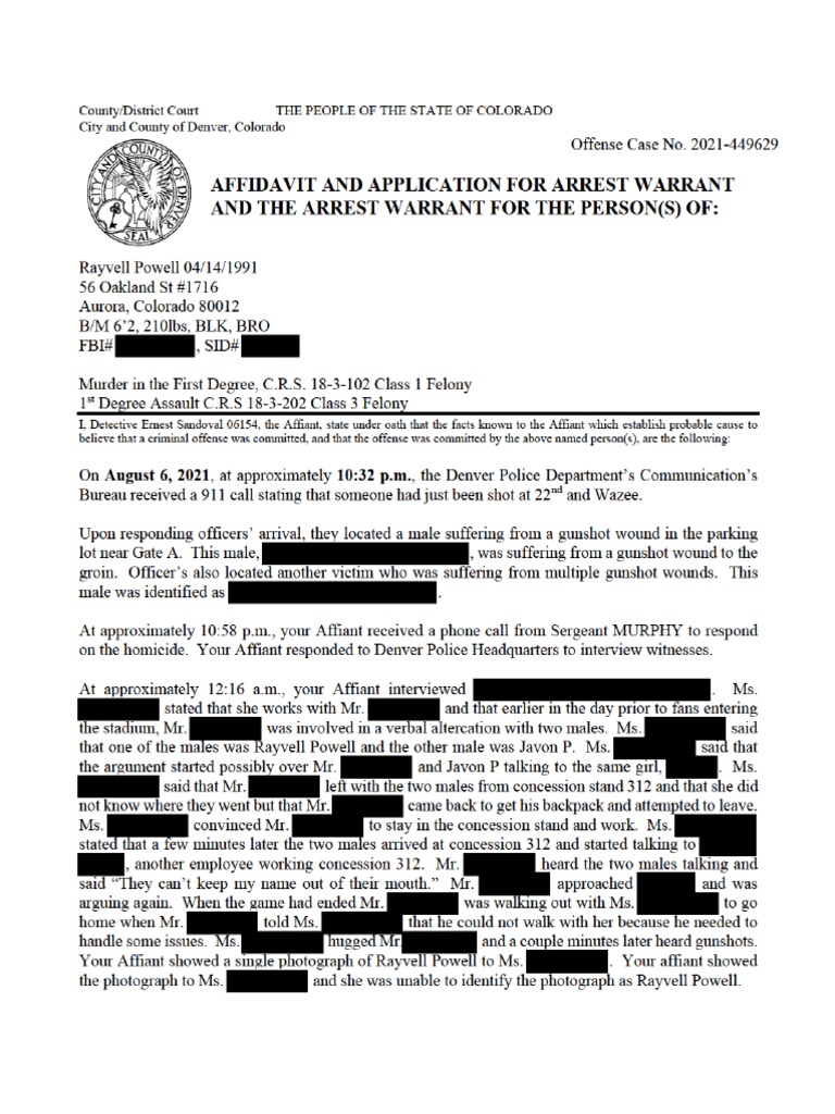 Rayvell Powell Arrest Warrant | PDF
