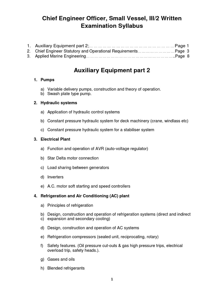 Chief Engineer Officer Exam Syllabus | PDF | Steel | Heat Treating
